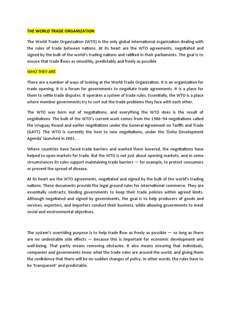 The World Trade Organization | PDF | Doha Development Round | World ...