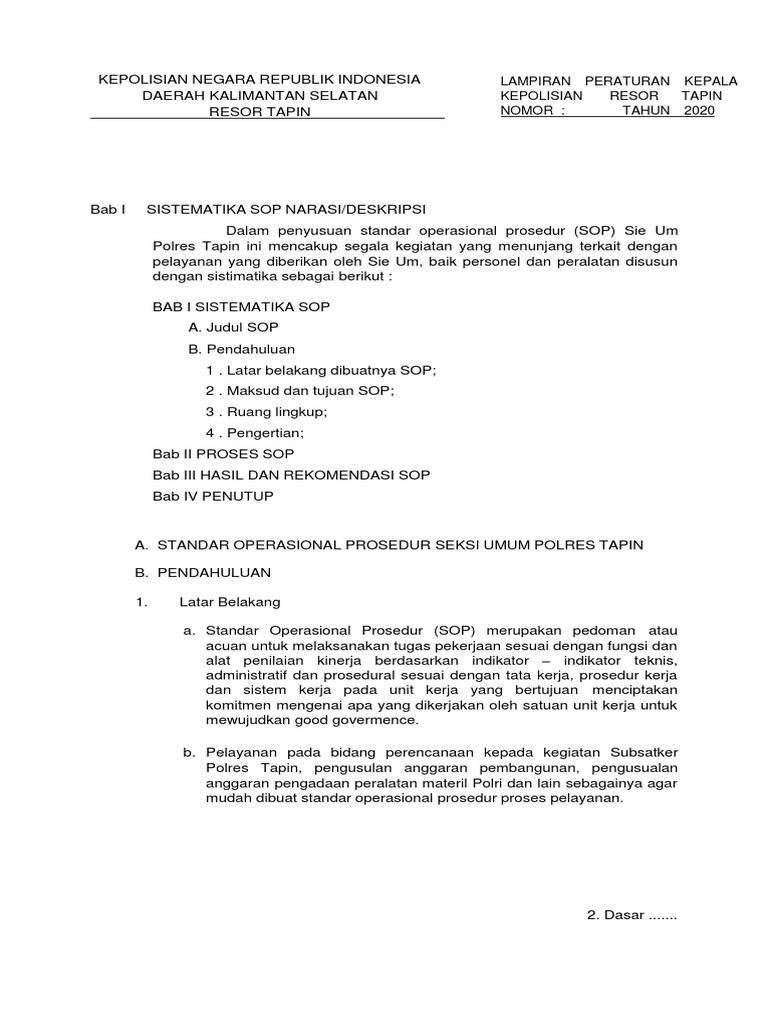 Lampiran Sop 2021 | PDF