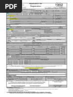 BIR FORM 1902 - Application For Registration | PDF | Identity Document | Taxpayer
