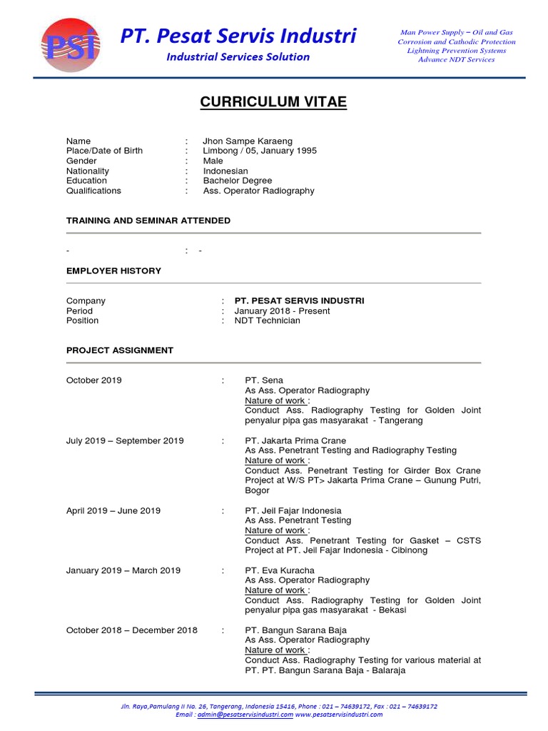 CV + Cert Jhon Sampe Karaeng | PDF | Chemical Substances | Applied And Interdisciplinary Physics