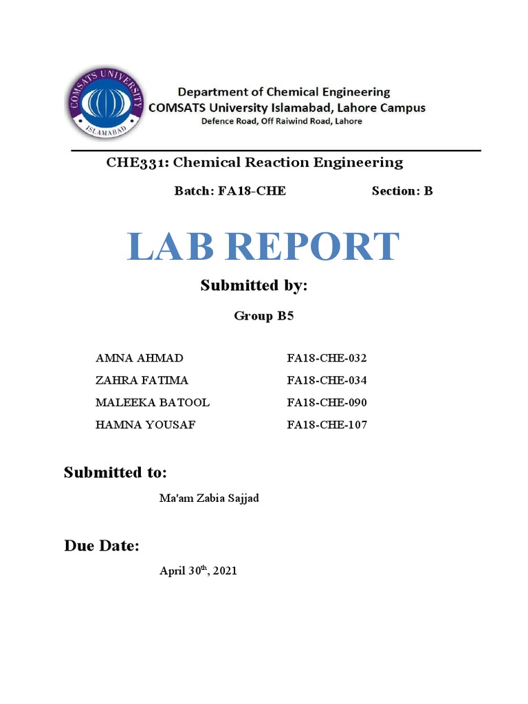 Cre Lab Report s2 | PDF | Reaction Rate | Pump