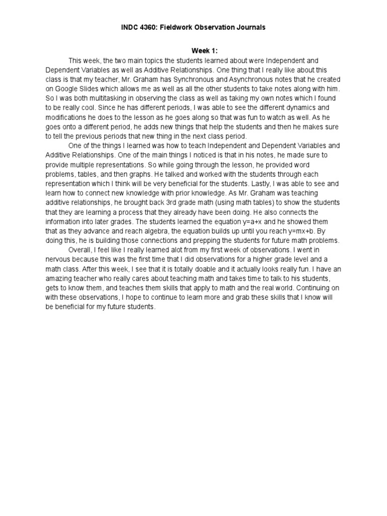 Math Journal Entries | PDF | Field Research | Teaching Mathematics