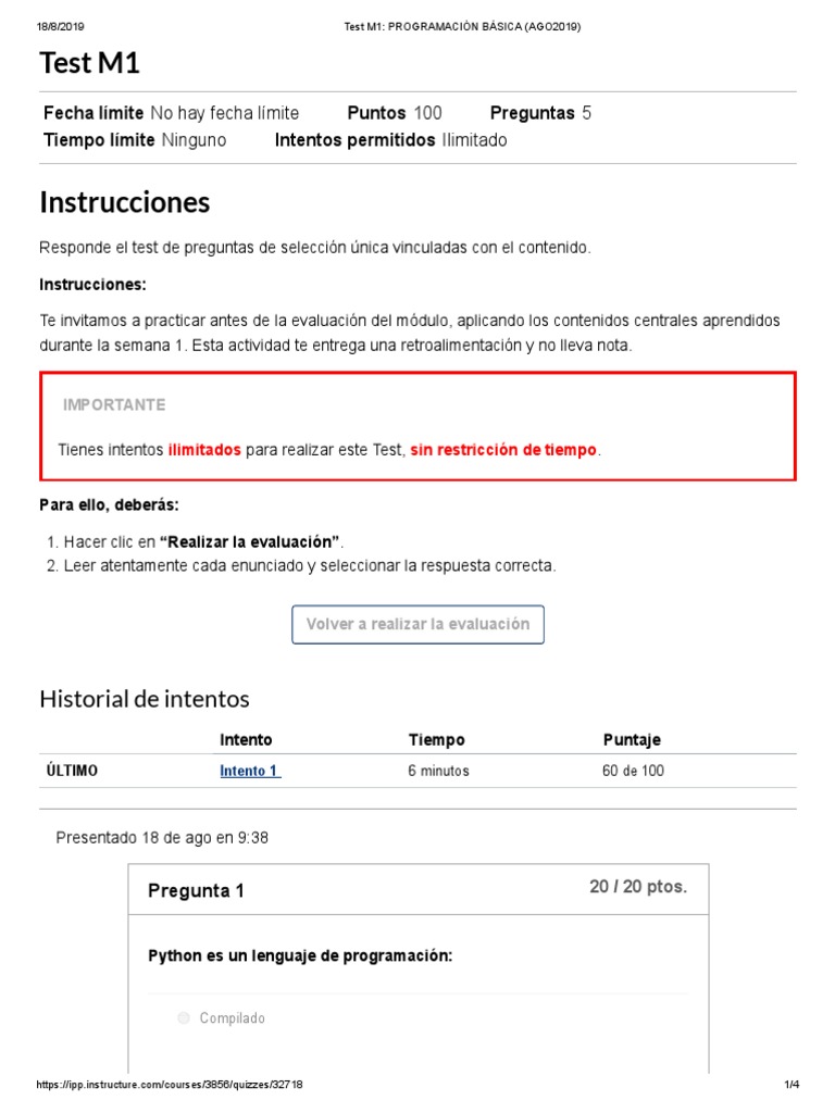Test de Programación Básica Python | PDF | Python (lenguaje de ...