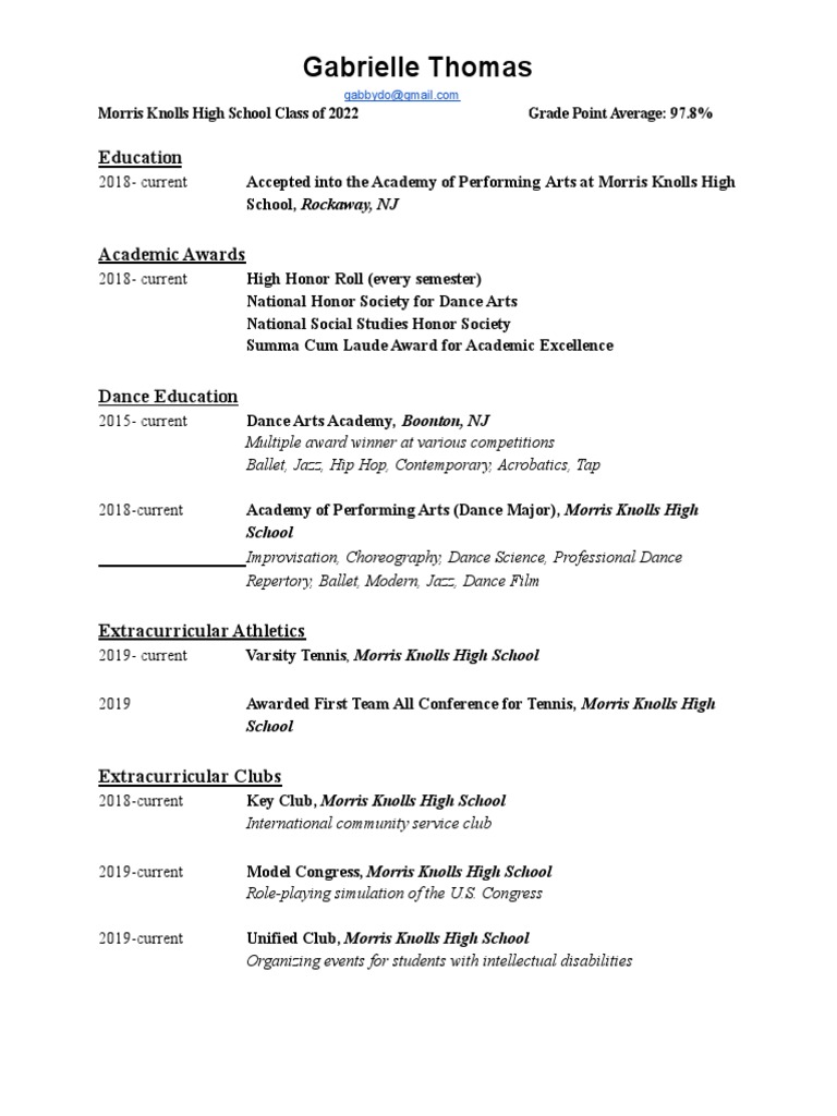 Gabrielle Thomas - Resume Draft II | PDF