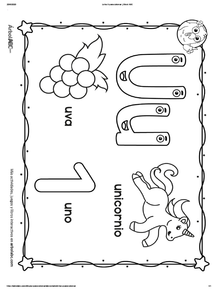 Letra U para Colorear y Recortar | PDF