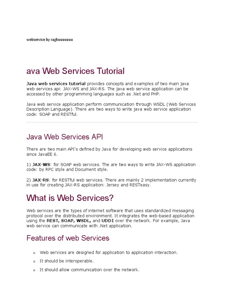 Ava Web Services Tutorial | PDF | Web Service | Soap