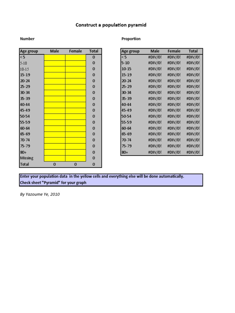 Construct population pyramid Excel | PDF