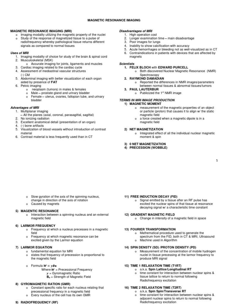 Disadvantages of MRI: Magnetic Resonance Imaging | PDF | Magnetic ...