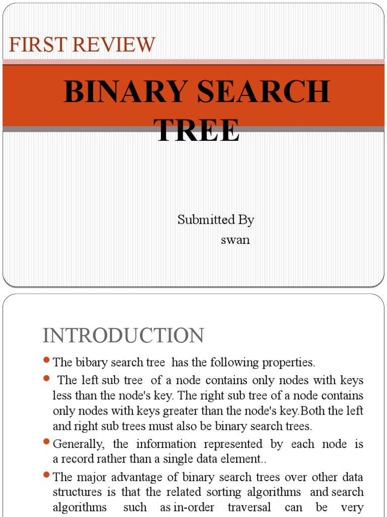 Binary Search Tree: First Review | PDF | Algorithms And Data Structures ...