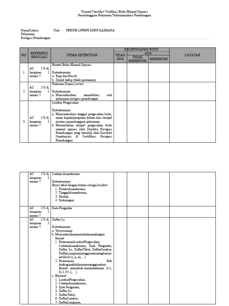 Checklist Verifikasi Dokumen | PDF