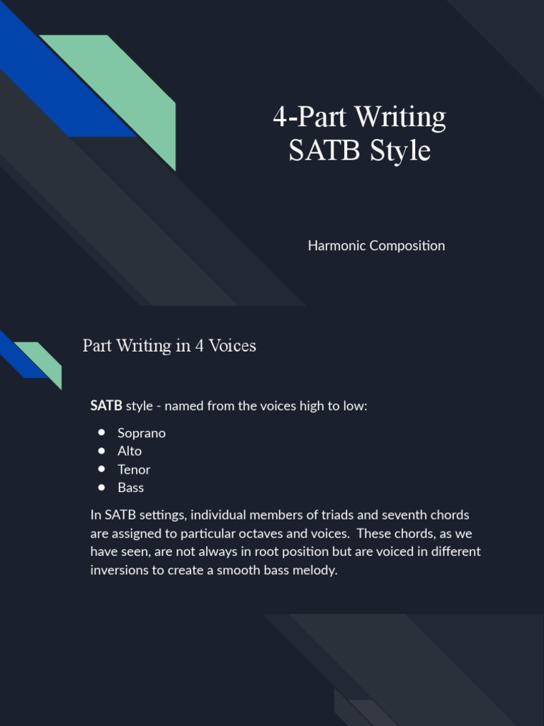 SATB 4-Part Writing Guidelines | PDF | Chord (Music) | Clef