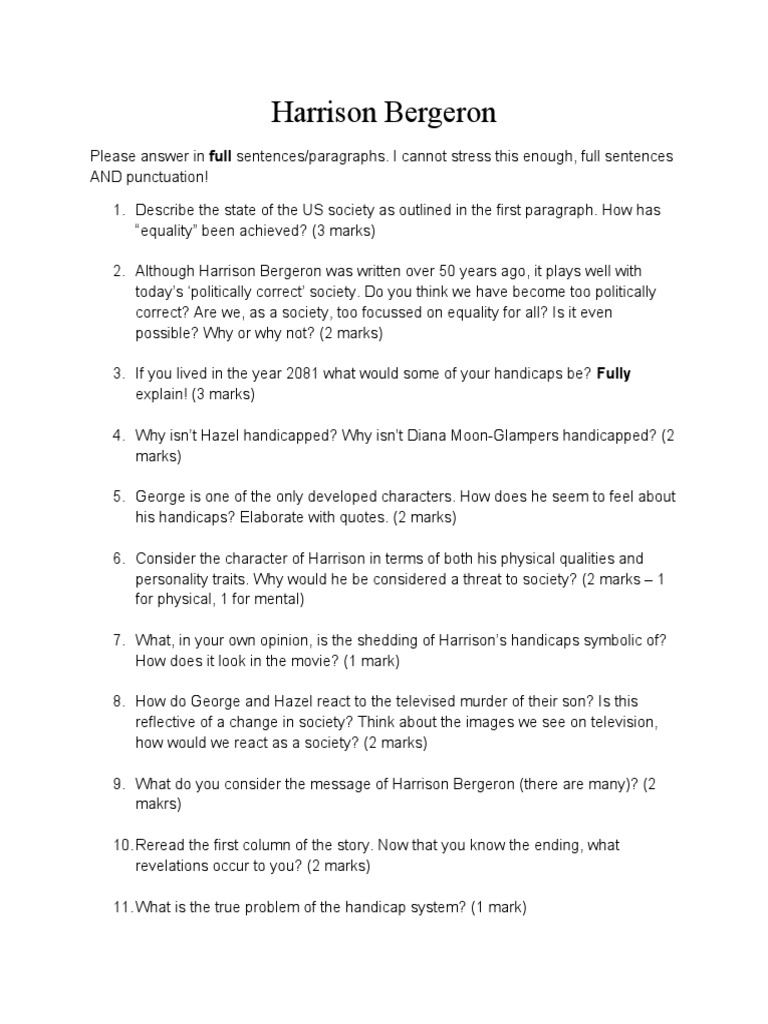 Harrison Bergeron | PDF