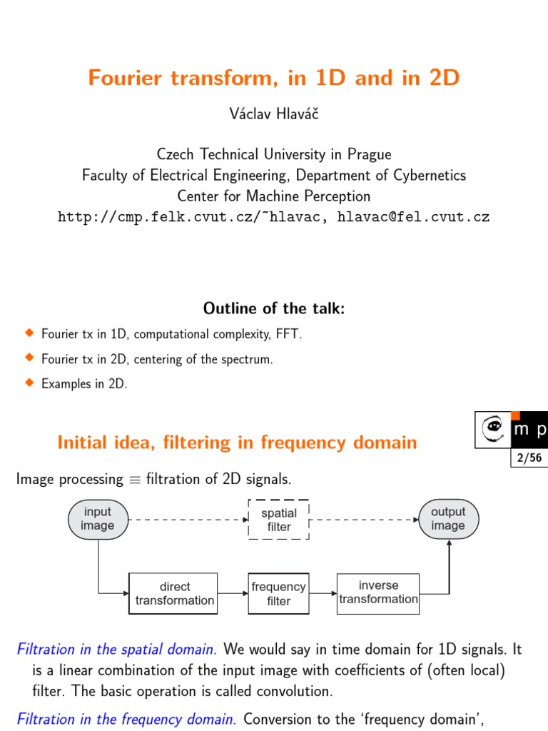 Fourier Transform, in 1D and in 2D | PDF | Fast Fourier Transform ...