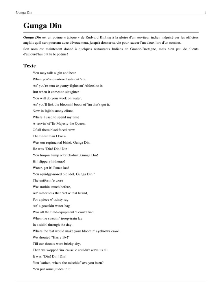 Rudyard Kipling Gunga Din | PDF