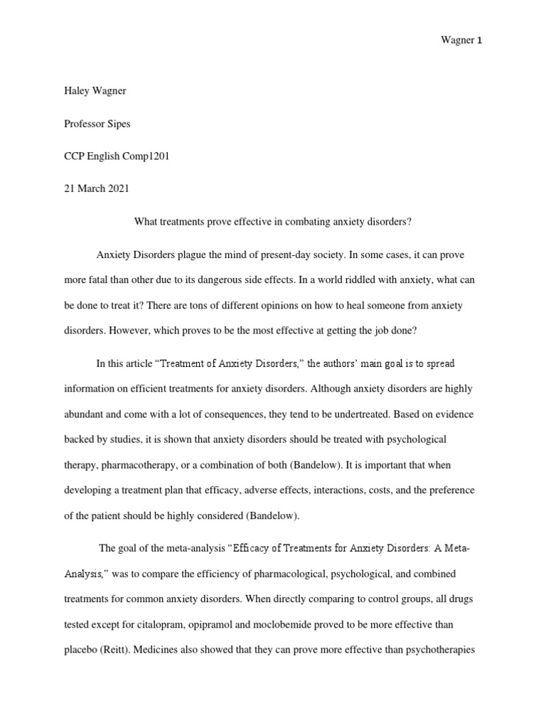 Haley Wagner - Literature Review | PDF | Antidepressant | Anxiety Disorder