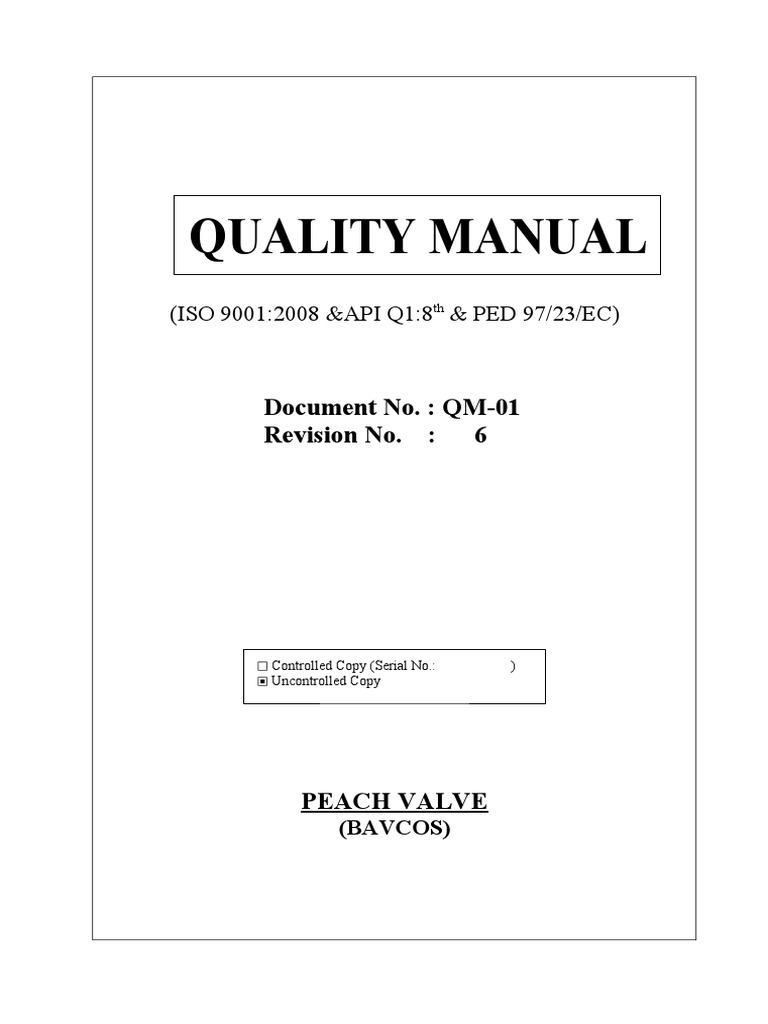 Quality Manual: Document No.: QM-01 Revision No.: 6 | PDF ...