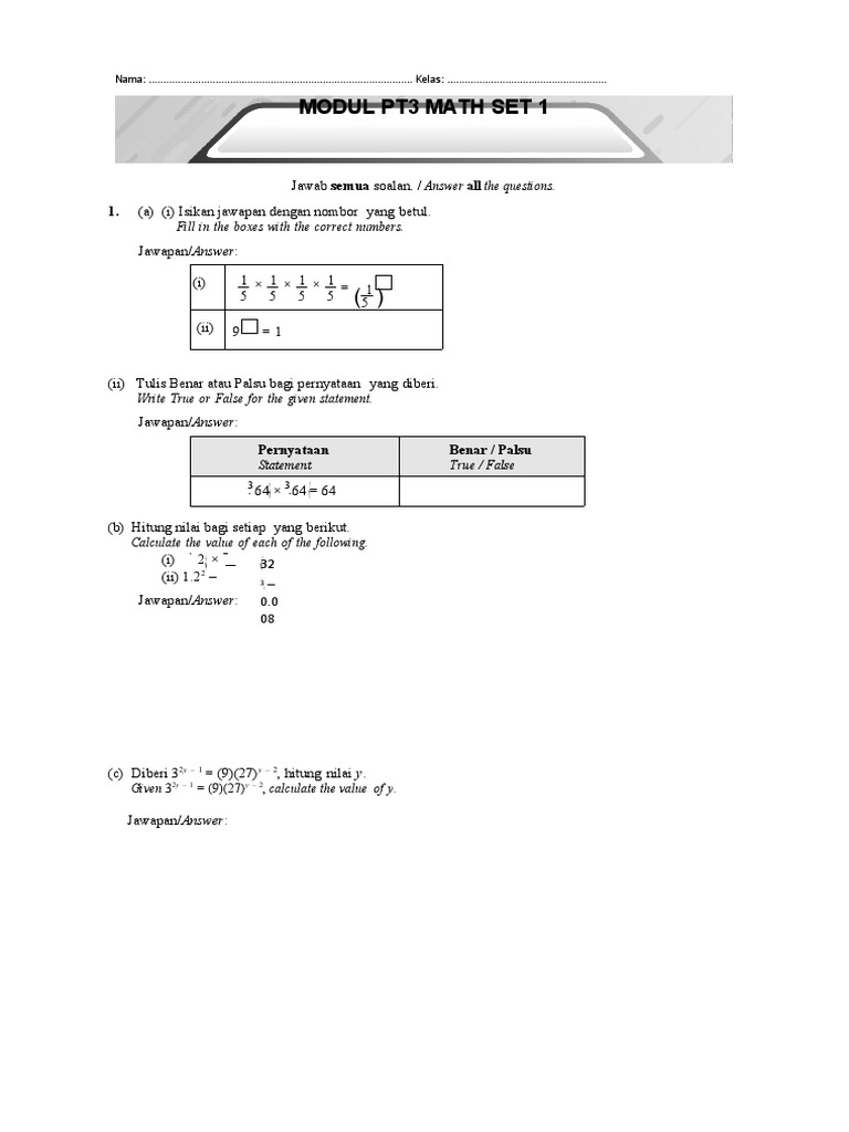 Modul Math SMK Kiaramas 2020 | PDF