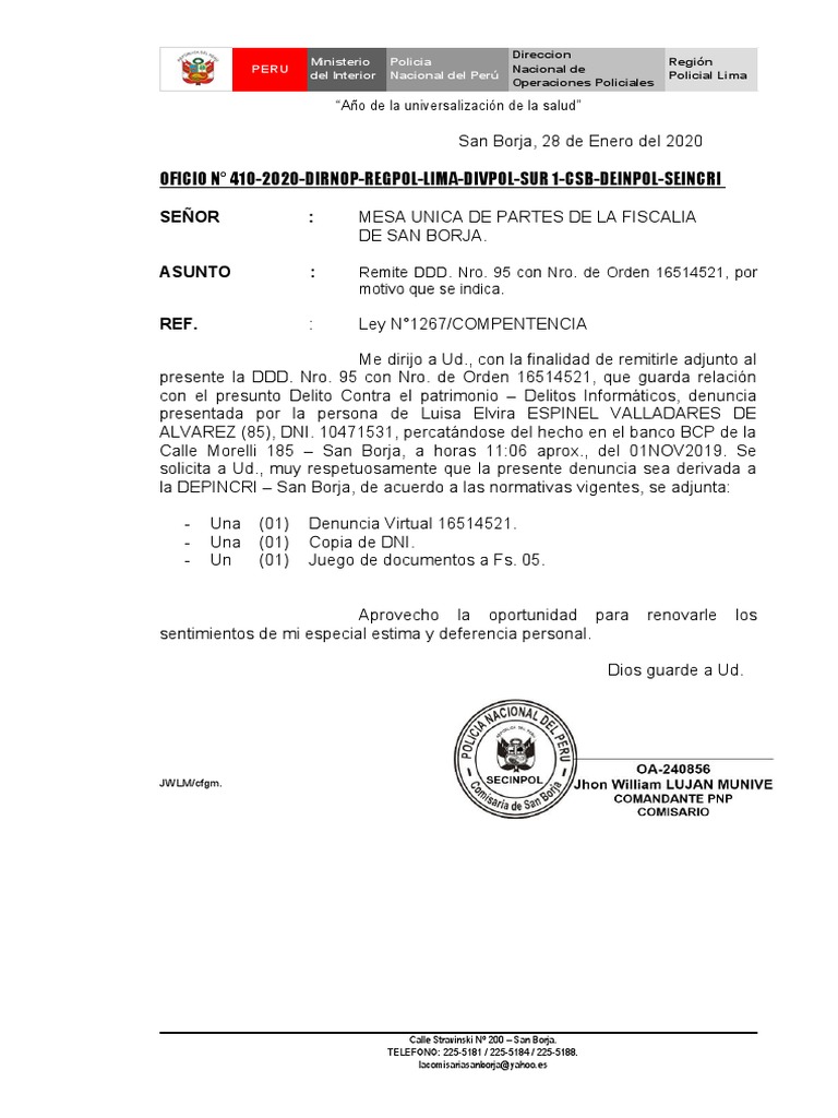 Oficio Transcripcion Fiscalias | PDF | Perú | Lima