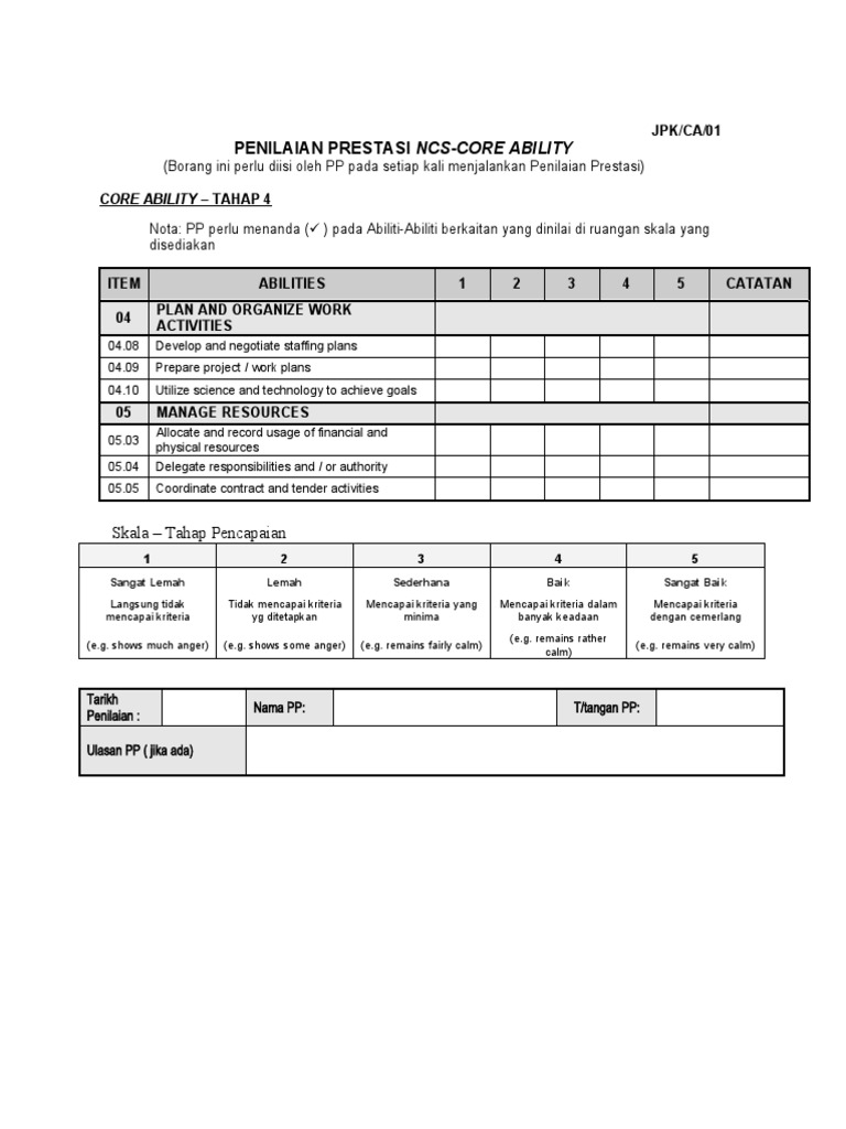 EVALUATION SHEET L4 Core Ability | PDF