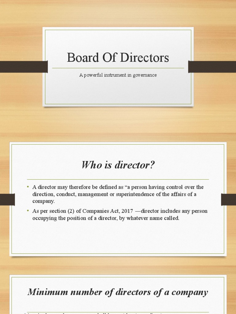 An Overview of Directors and the Board of Directors Under Pakistani ...