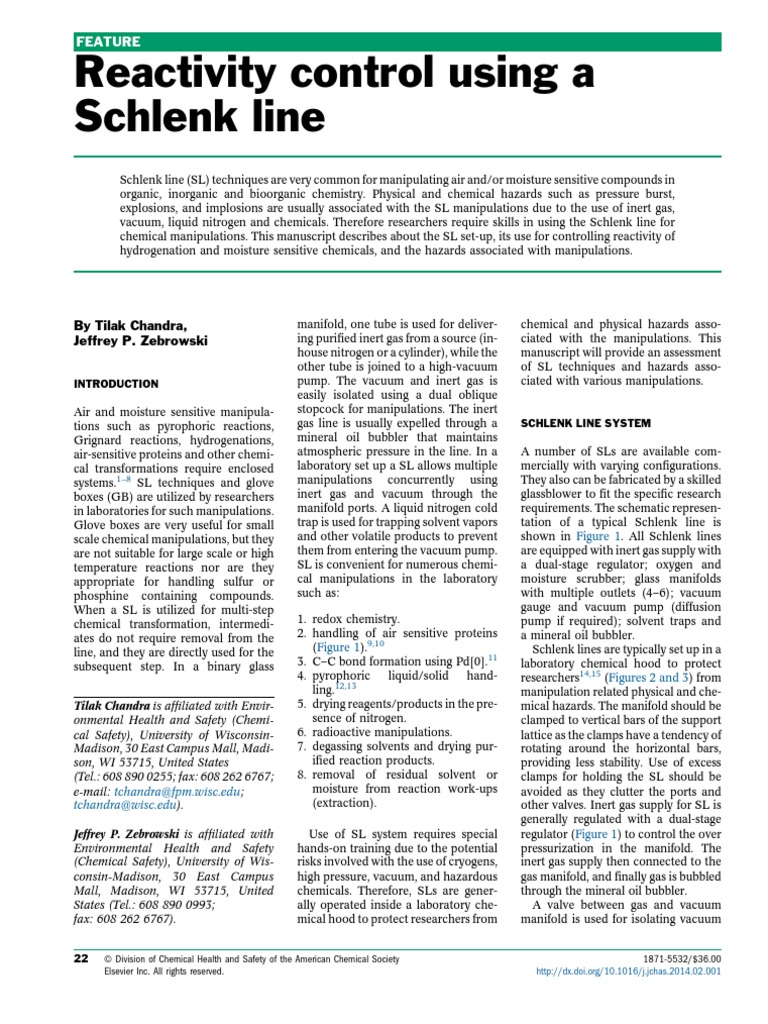 Reactivity Control Using A Schlenk Line: Feature | PDF | Nitrogen | Oxygen