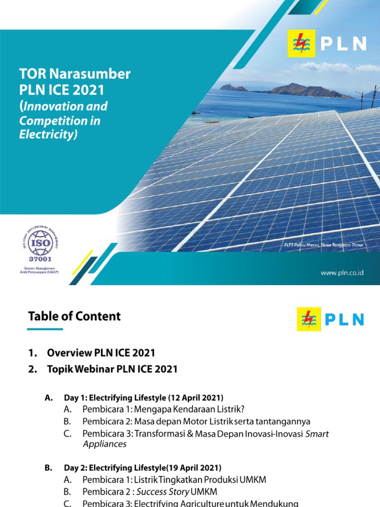 TOR Keynote Speaker & Narasumber Webinar PLN ICE 2021 | PDF ...