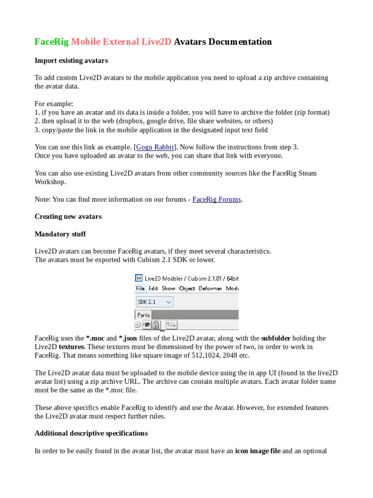 Live2D Avatar Setup Guide | PDF | Computer File | Mobile App