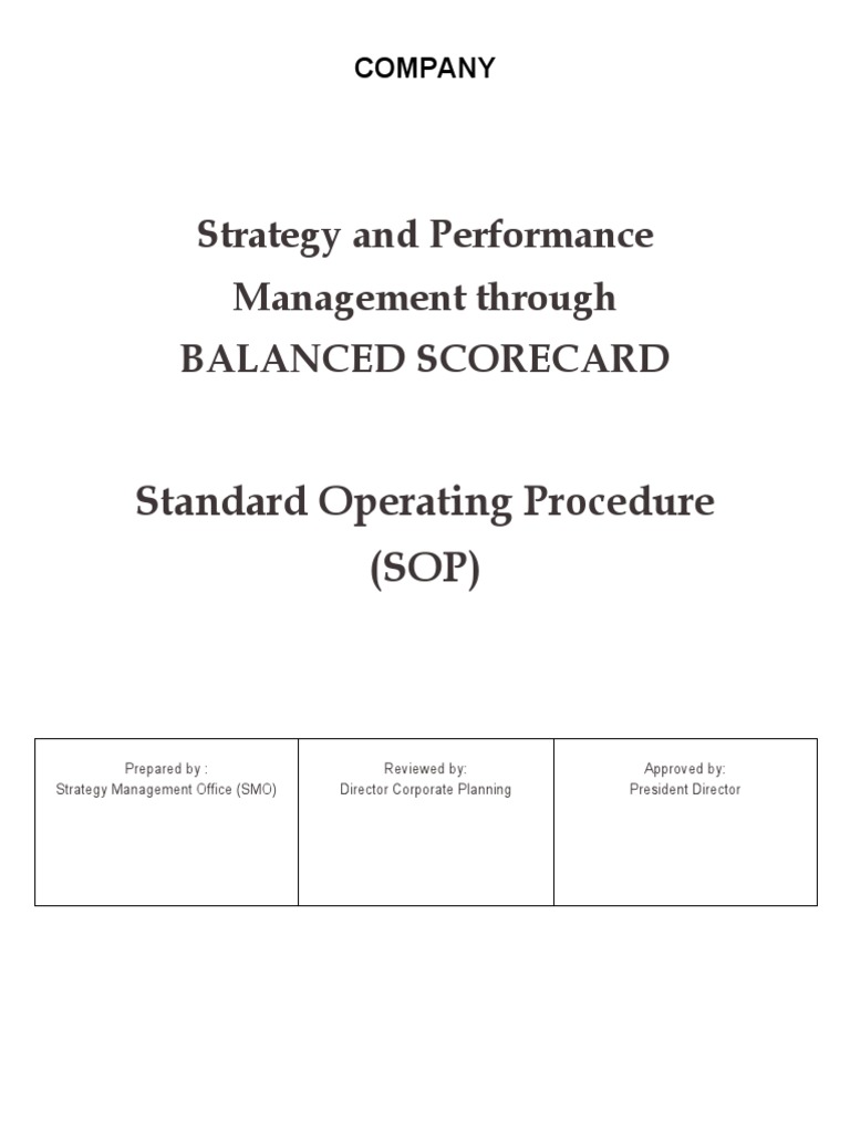 Standard Operating Procedure (SOP) : Strategy and Performance ...