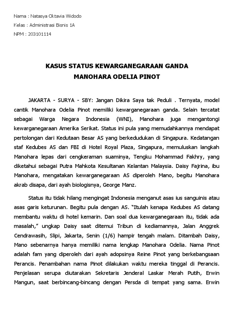 Tugas Analisis Status Kewarganegaraan | PDF