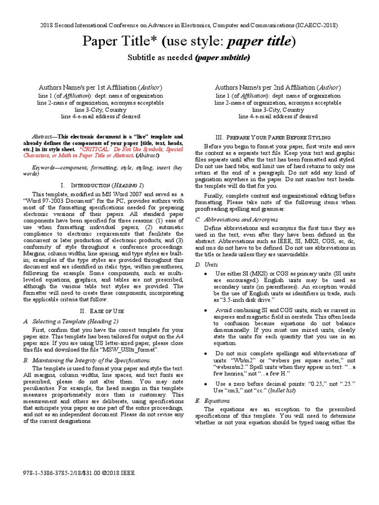 Paper Title (Use Style: Paper Title) : Subtitle As Needed (Paper ...