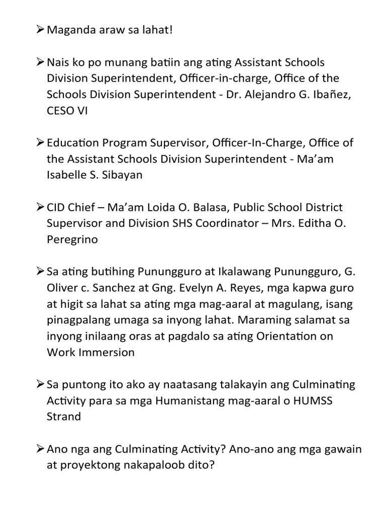 Guidelines for the Culminating Activity for Humanities and Social ...