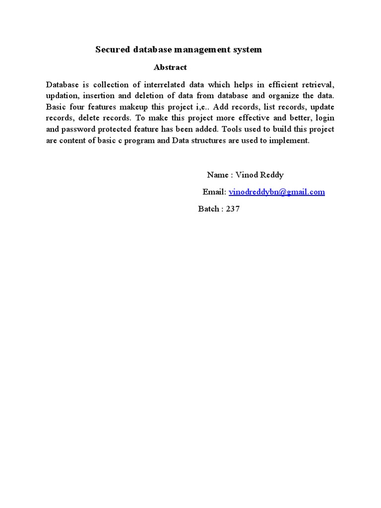 Secured Database Management System | PDF