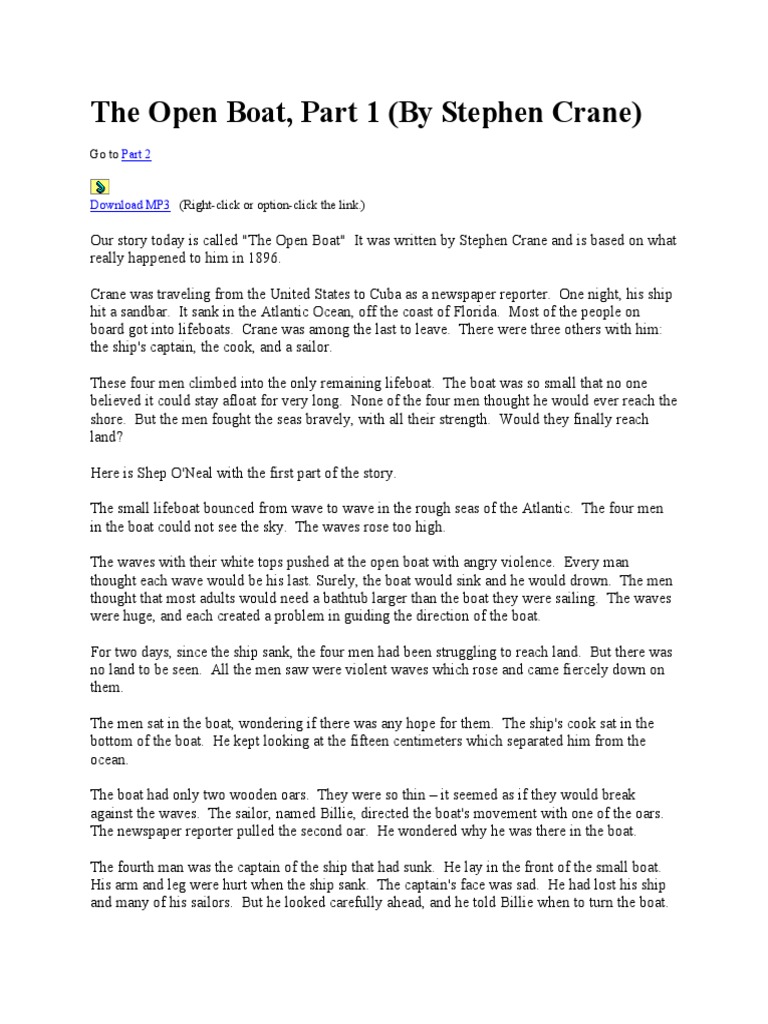 The Open Boat, Part 1 (By Stephen Crane) : Go To | PDF