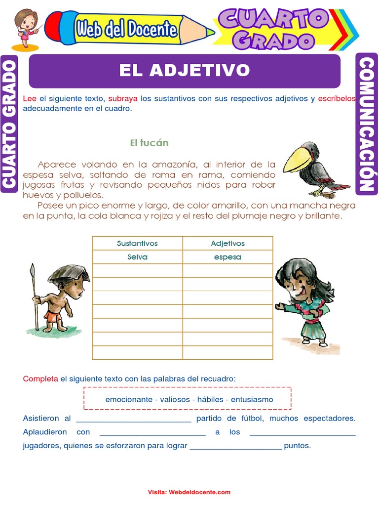 Fichas Para Imprimir Para Nios De Primaria Adjetivos Actividades