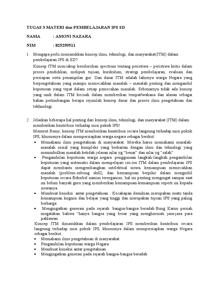 TUGAS 3 MATERI Dan PEMBELAJARAN IPS SD | PDF