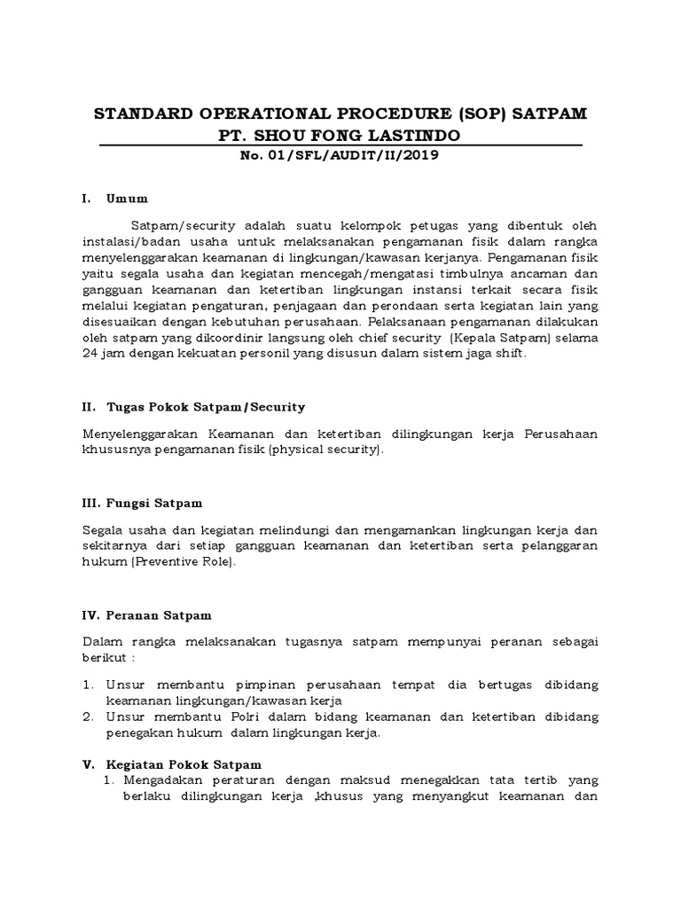Standar Operational Procedure Security | PDF