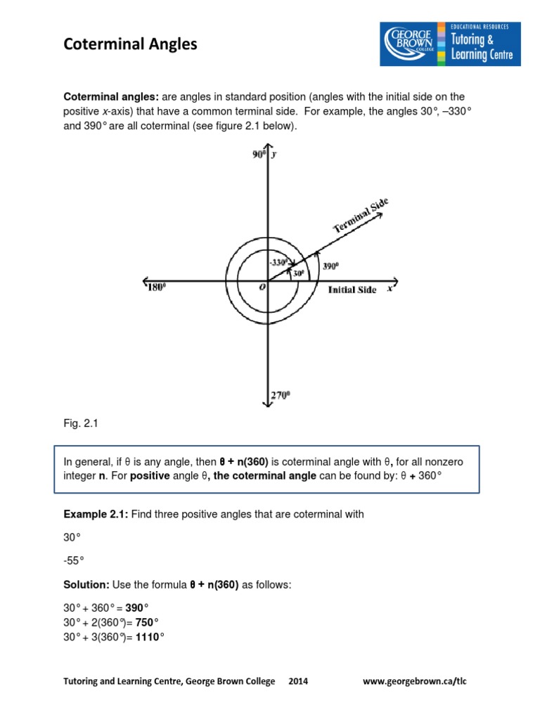 Coterminal Angles Worksheets Pdf How To Find Coterminal Angles In 3