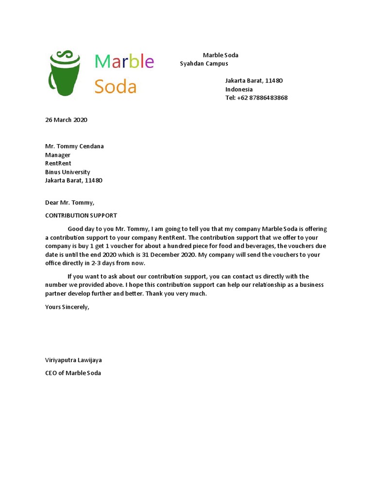 Marble Soda Business Letter | PDF