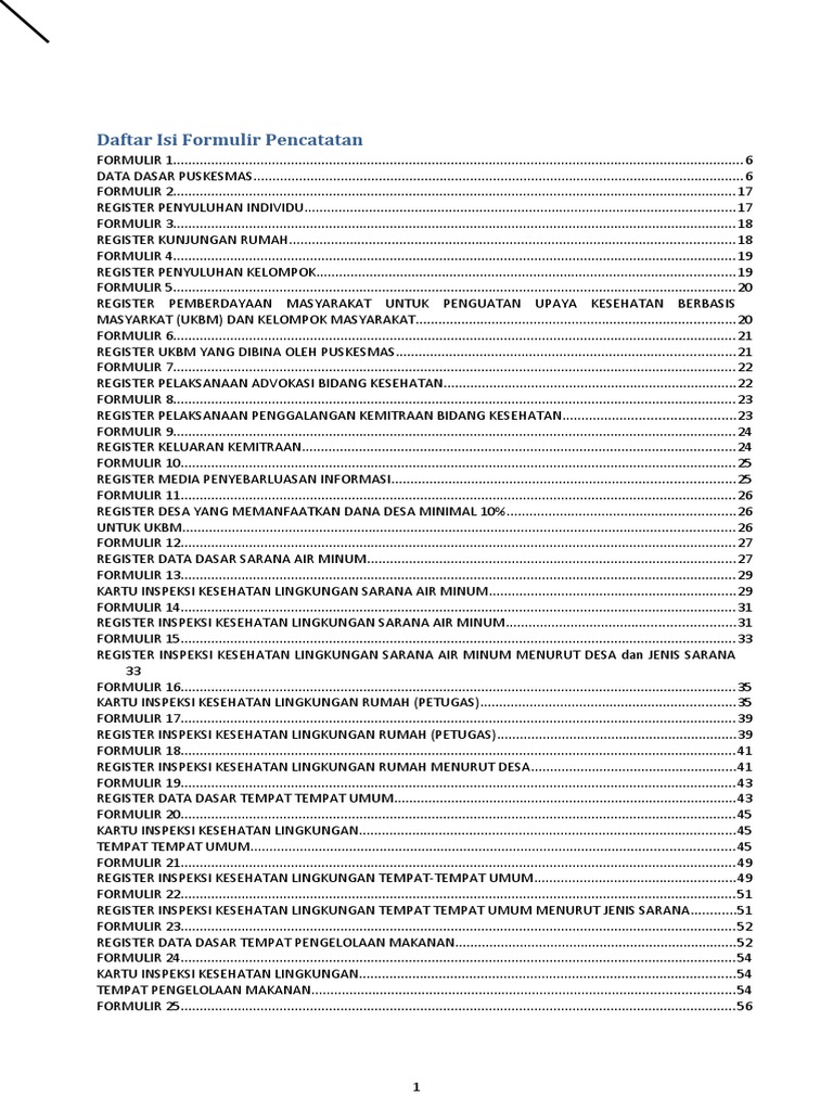 Daftar Isi Formulir Pencatatan | PDF | Komputer