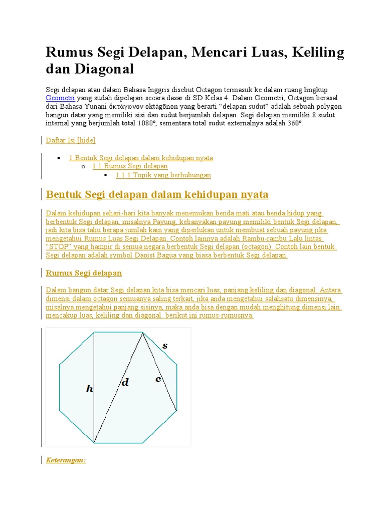 Rumus Luas dan Keliling Segi Delapan | PDF