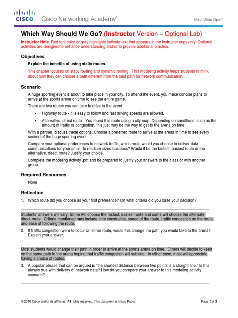 2.0.1.2 Which Way Should We Go Instructions - ILM | PDF | Routing ...