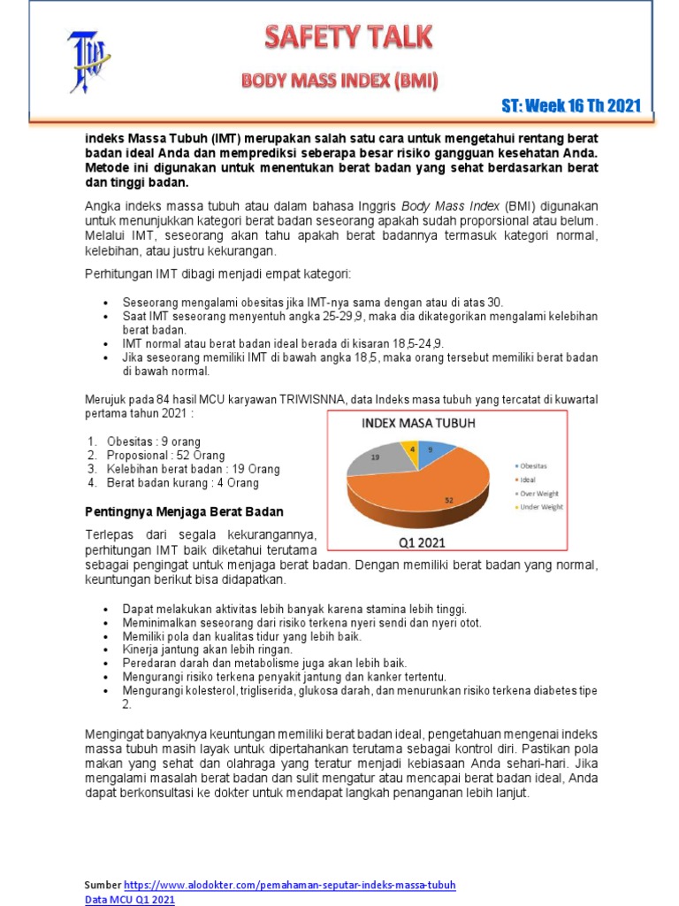Indeks Massa Tubuh (IMT) dan Kategori Berat Badan | PDF