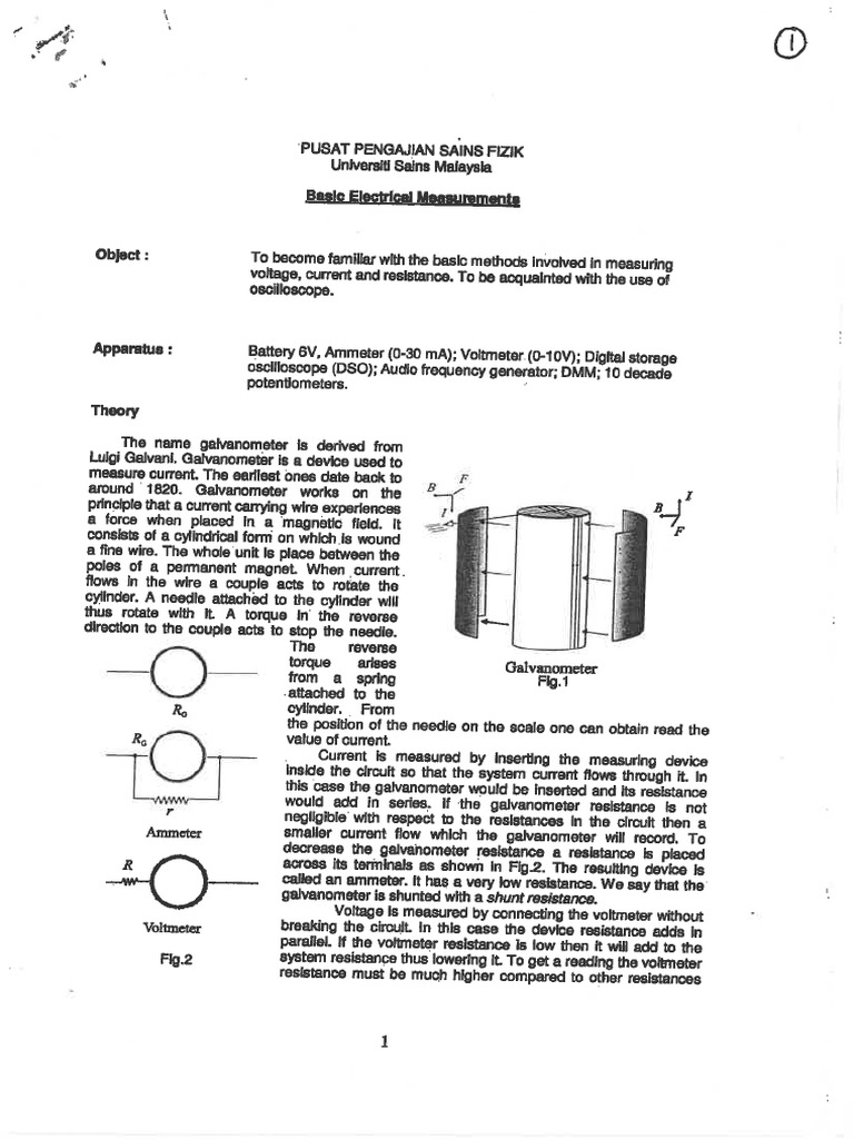 Basic Electrical Measurements (1em1) | PDF