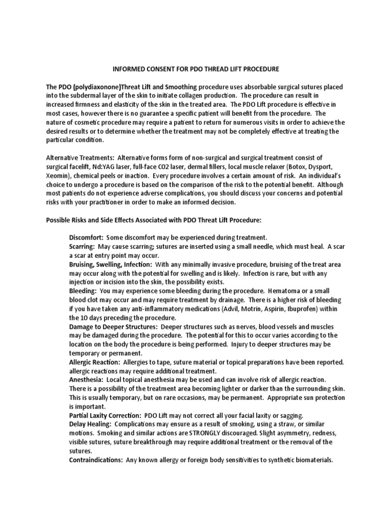 PDO Thread Imformed Consent | PDF | Scar | Allergy