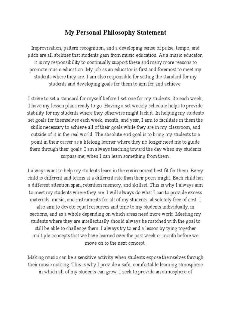 Personal Philosophy Statement | PDF | Teachers | Lesson Plan