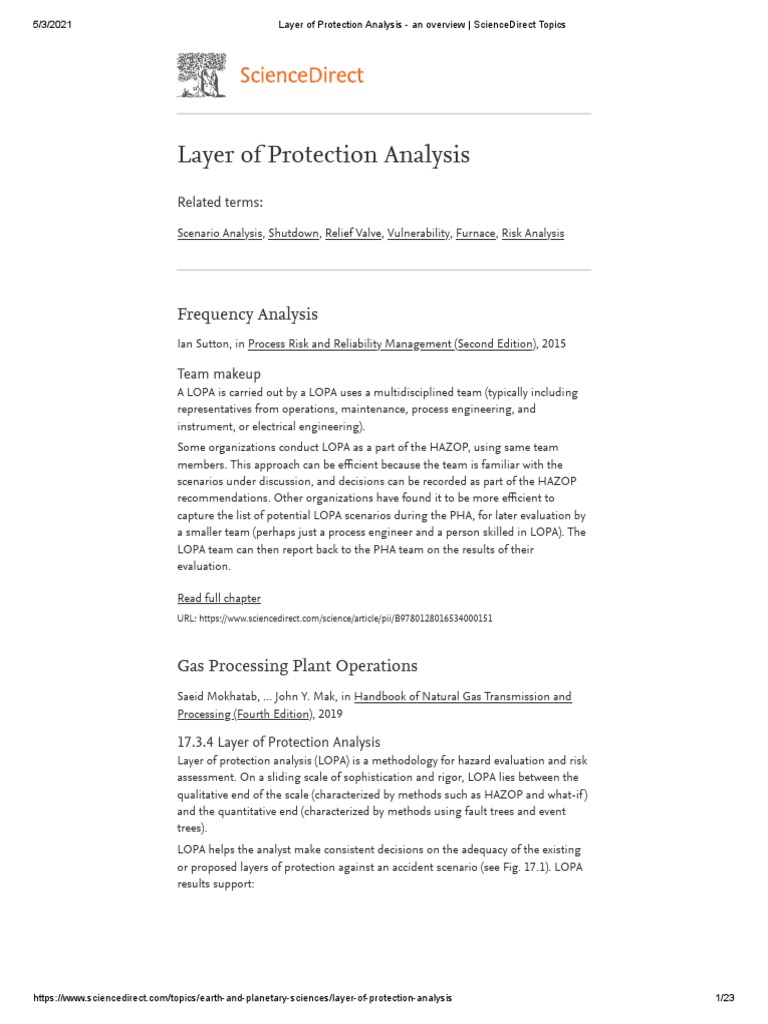 Layer of Protection Analysis | PDF | Risk Assessment | Risk Management