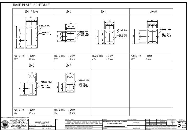 B-1 / B-2 B-3 B-4 B-4A: Base Plate Schedule | PDF | Business