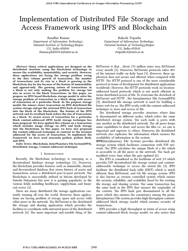 Implementation of Distributed File Storage and Access Framework Using ...