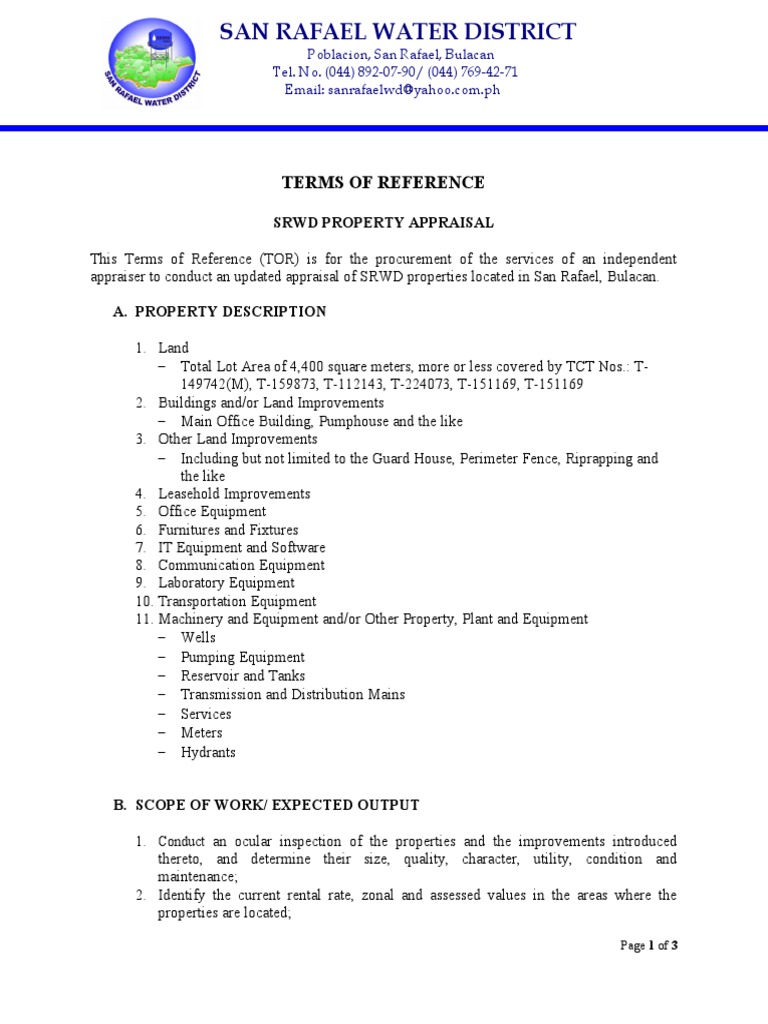 Terms of Reference (TOR) | PDF | Real Estate Appraisal | Business