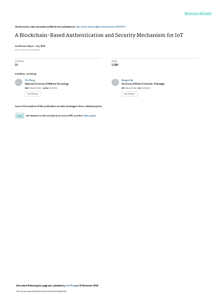 IoT Security with Blockchain | PDF | Internet Of Things | Authentication